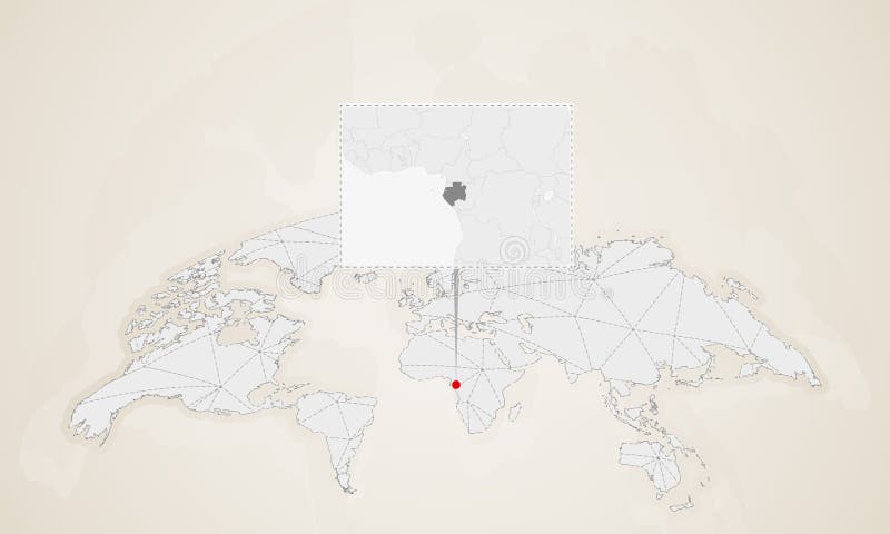 Map of Gabon with Neighbor Countries Pinned on World Map Stock Vector ...