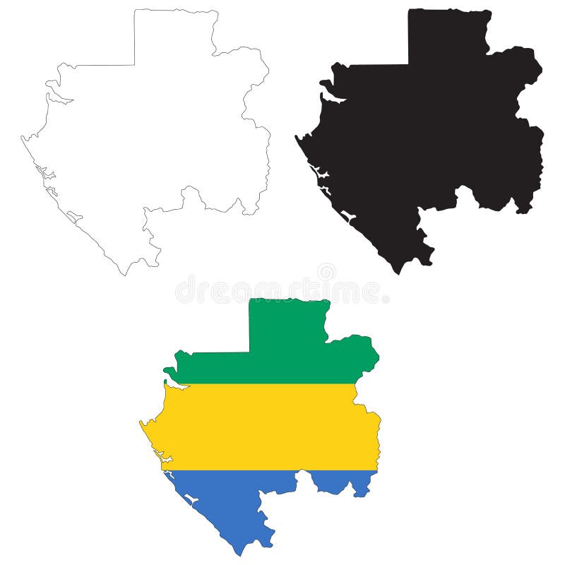 Map Gabon on White Background. Gabon Map Outline. Gabon Vector Map with ...