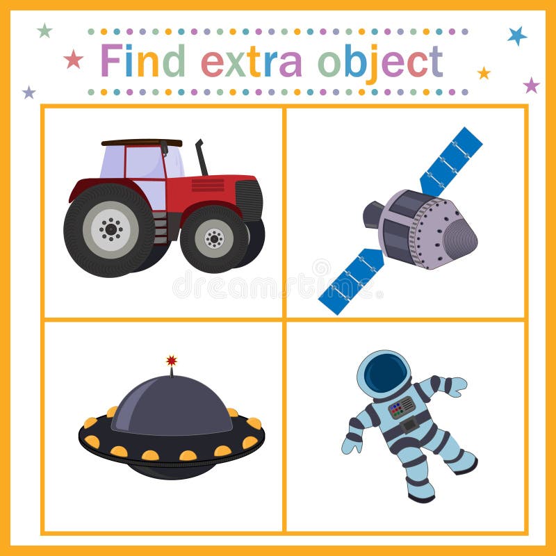Find an Extra Object Theme Space and Earth Objects Stock Vector ...