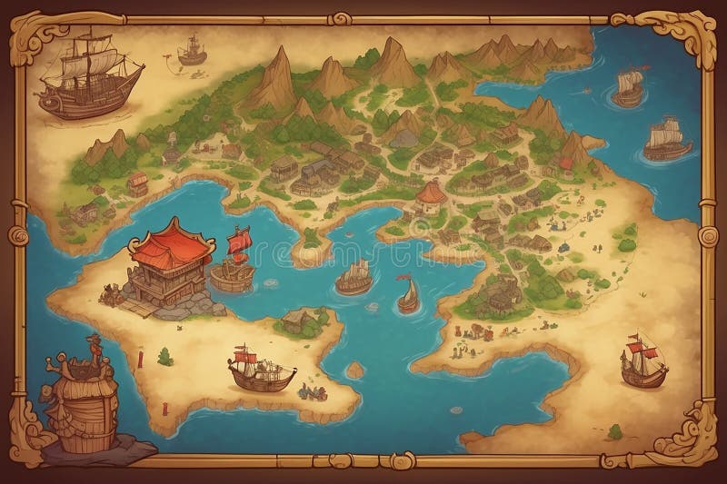 Map, Game Style, Strategy, Cartoon Style Stock Illustration ...