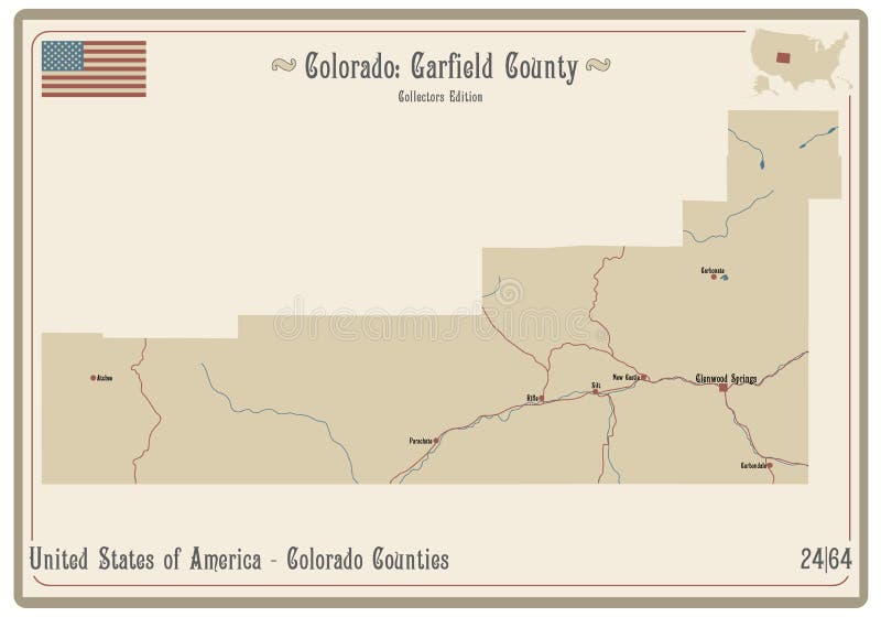 Map of Garfield County in Colorado Stock Vector - Illustration of ...