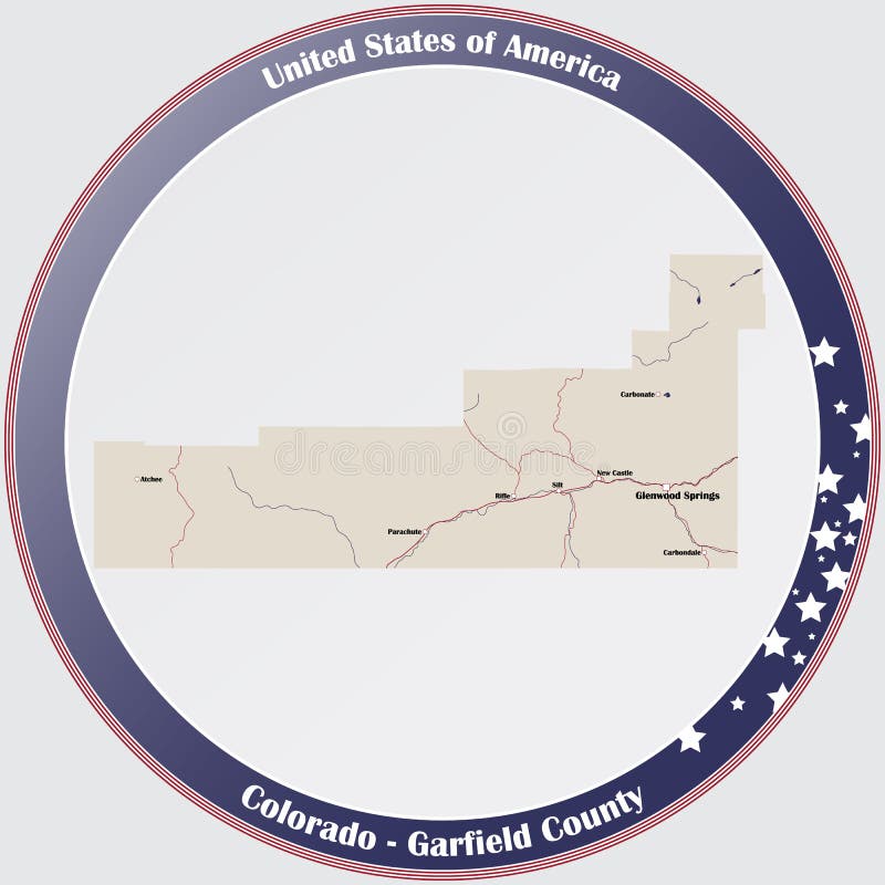 Map of Garfield County in Colorado Stock Vector - Illustration of ...