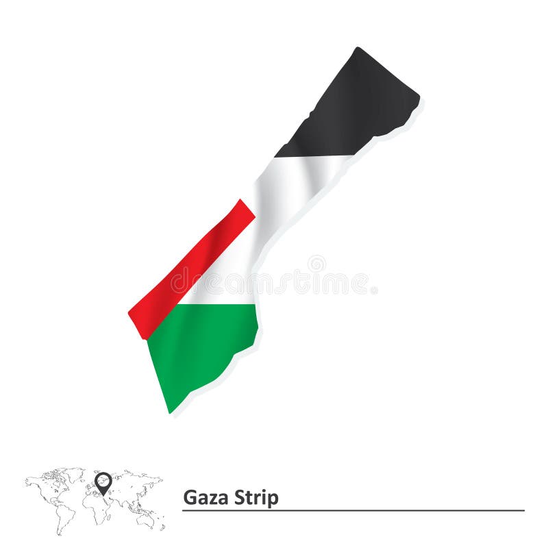 Map of Gaza Strip with Flag Stock Vector - Illustration of nationalism ...