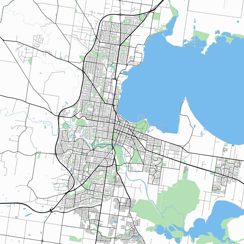 Map of Geelong city. stock illustration. Illustration of plan - 331600350