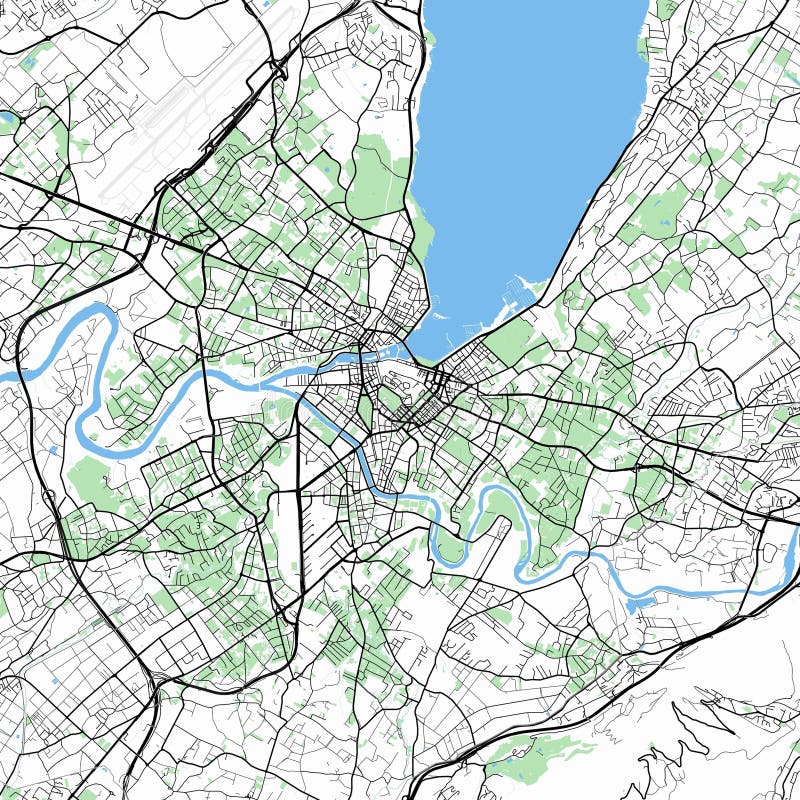 Map of Geneva. stock illustration. Illustration of sketch - 306088429