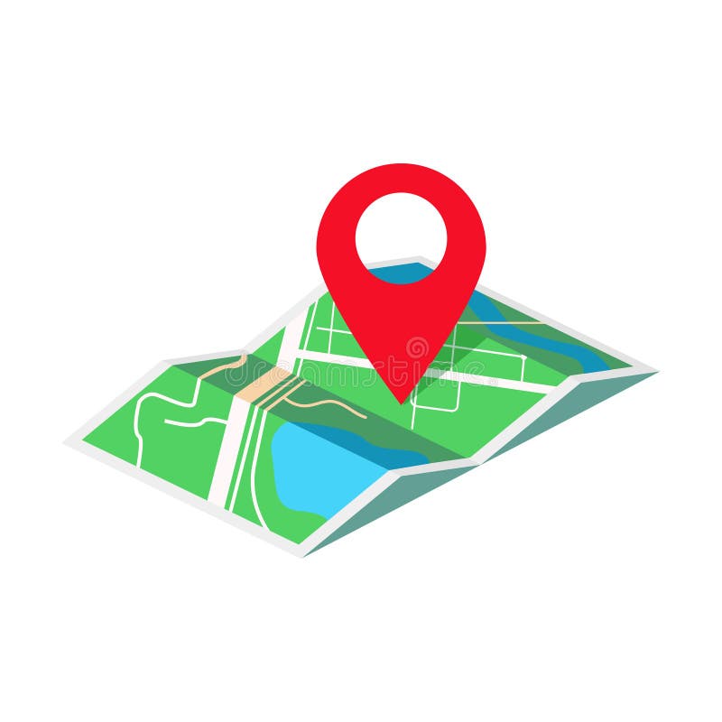 Map with Geo Tag Isometric Vector Illustration Stock Vector ...