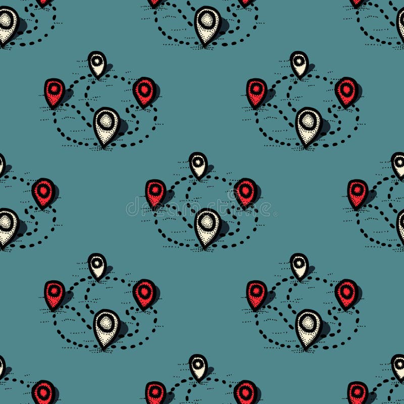 Map Geo Tag Seamless Pattern Stock Vector - Illustration of print ...