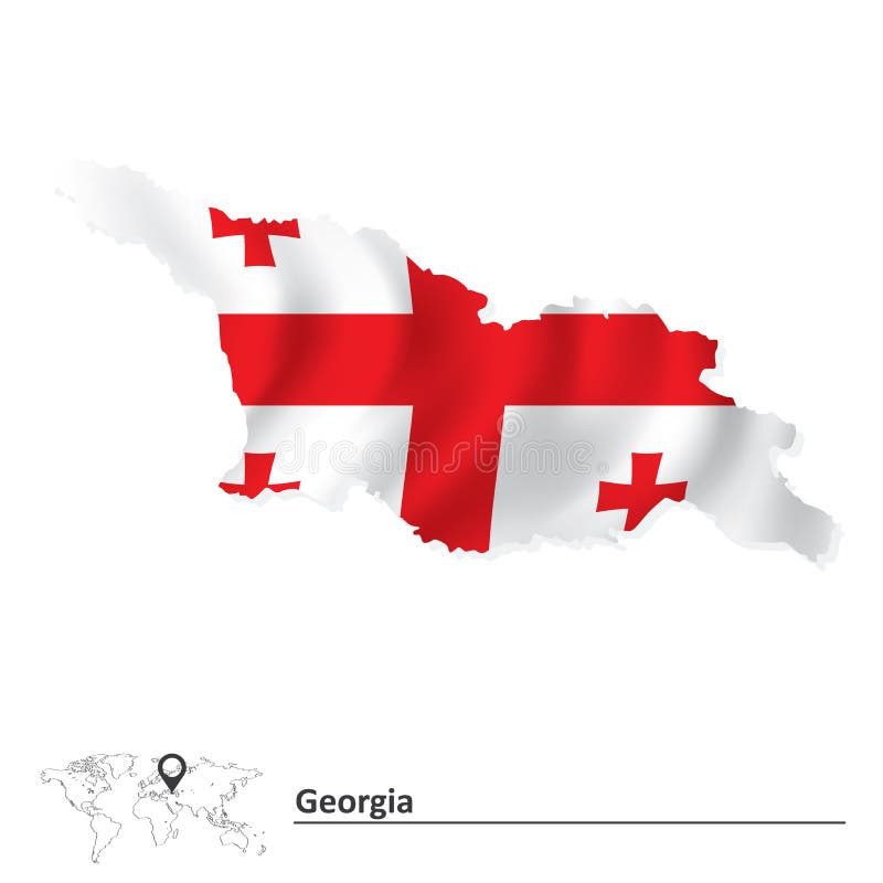 Map of Georgia with flag stock vector. Illustration of borders - 125149888