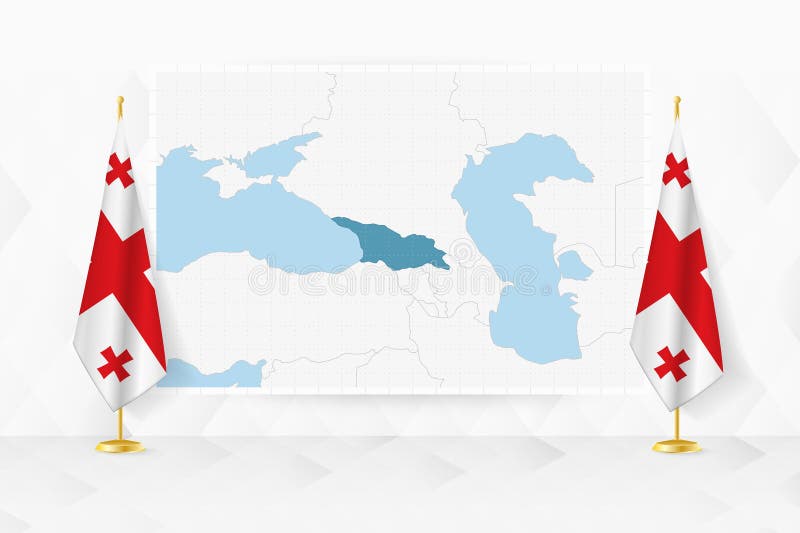 Map of Georgia and Flags of Georgia on Flag Stand Stock Vector ...