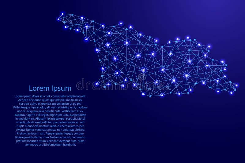 Map of Georgia from Polygonal Blue Lines, Glowing Stars Illustration ...