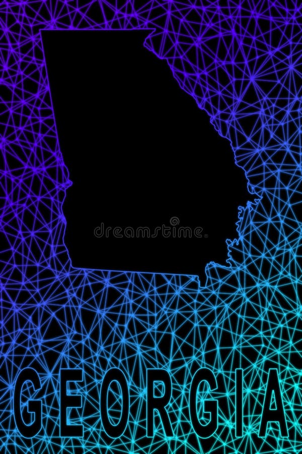 Map of Georgia, Polygonal Mesh Line Map Stock Illustration ...