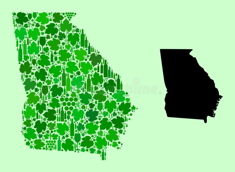Map of Georgia State - Composition of Wine and Grapes Stock Vector ...