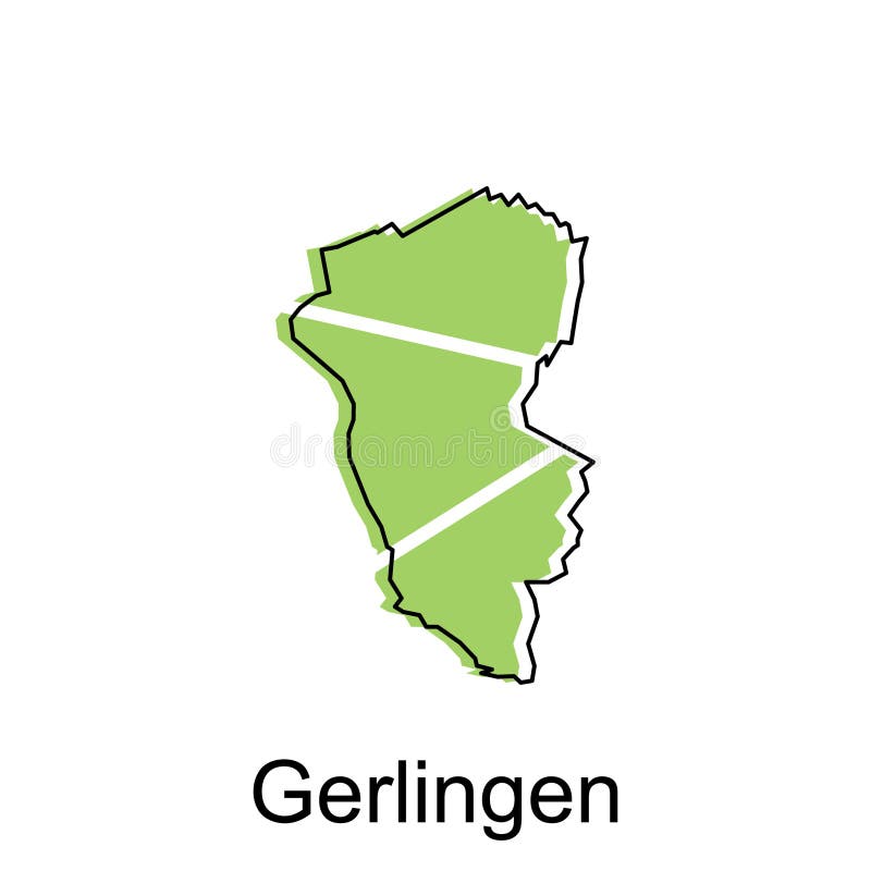 Map of Gerlingen Design Template, Geometric with Outline Illustration ...