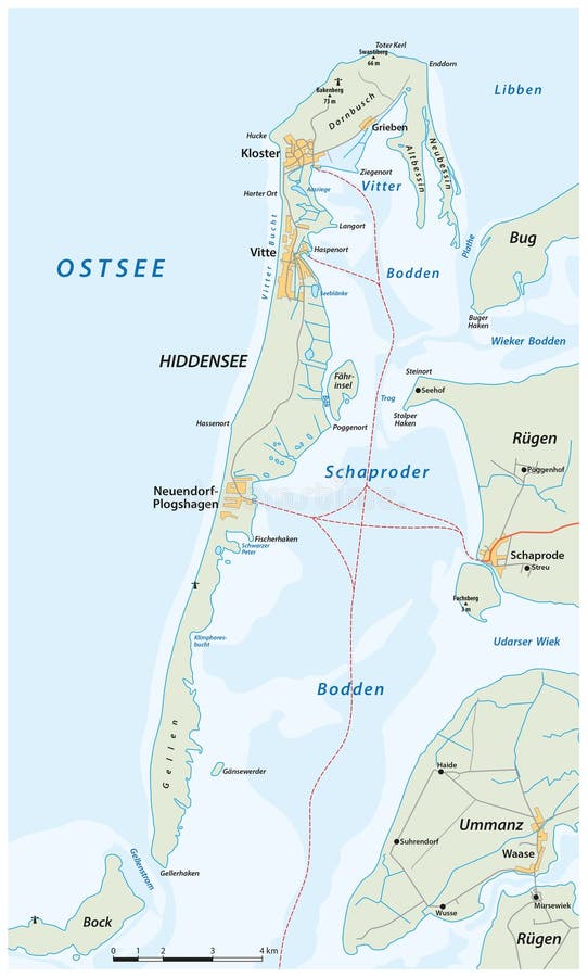 Map of the German Baltic Sea Island of Hiddensee Stock Vector ...