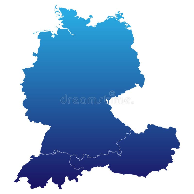 Map of Germany, Austria and Switzerland Stock Illustration ...