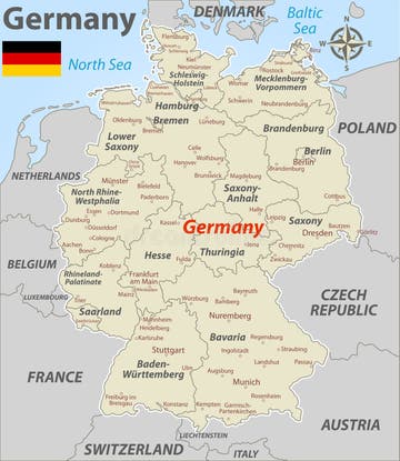 Map of Germany with Cities stock vector. Illustration of rhineland ...