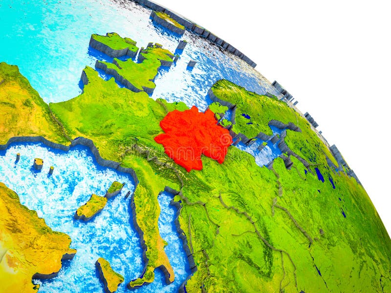 Map of Germany on 3D Earth stock illustration. Illustration of render ...