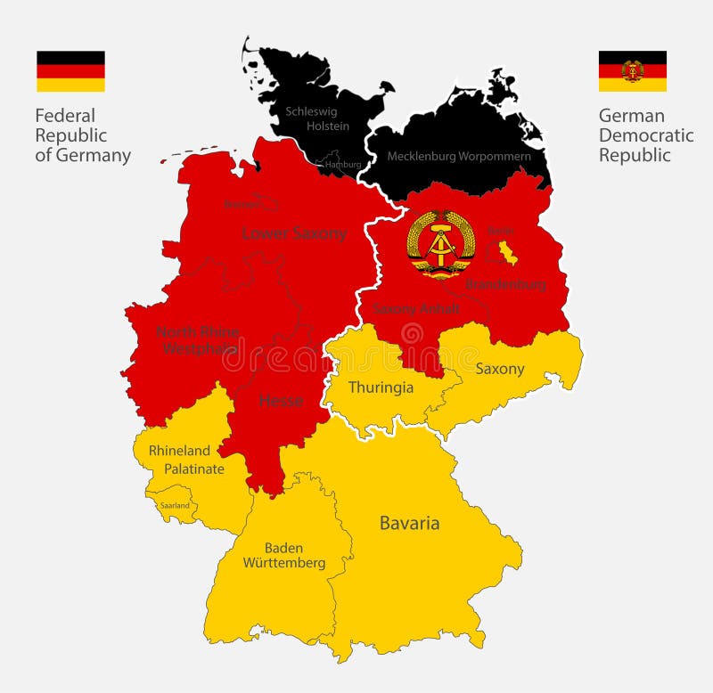 Map of the Germany Map Divided on West and East Germany with Regions ...