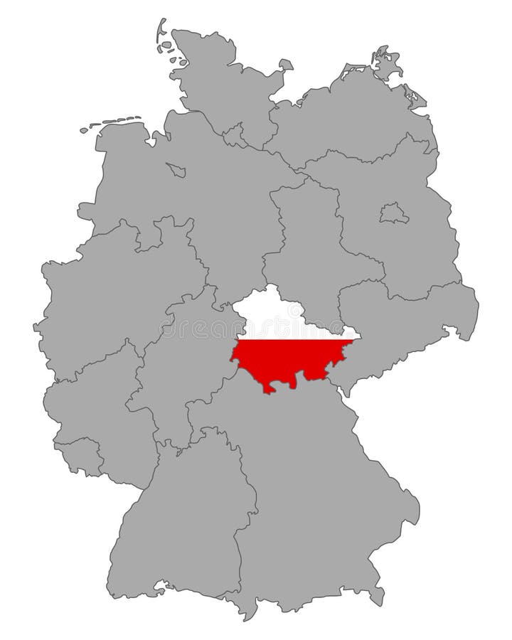 Map of Germany with Flag of Thuringia Stock Vector - Illustration of ...