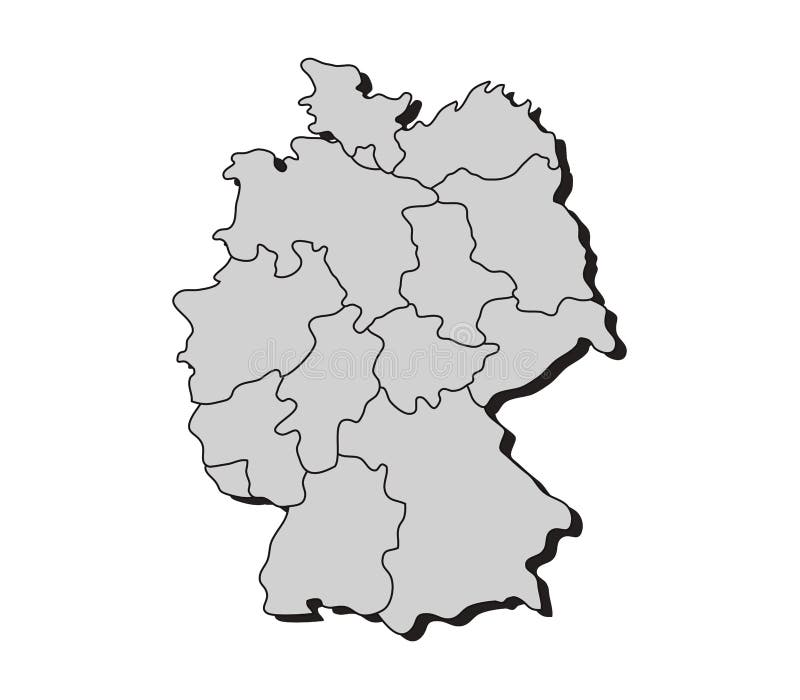 Map of Germany Illustrated with Regions Stock Illustration ...