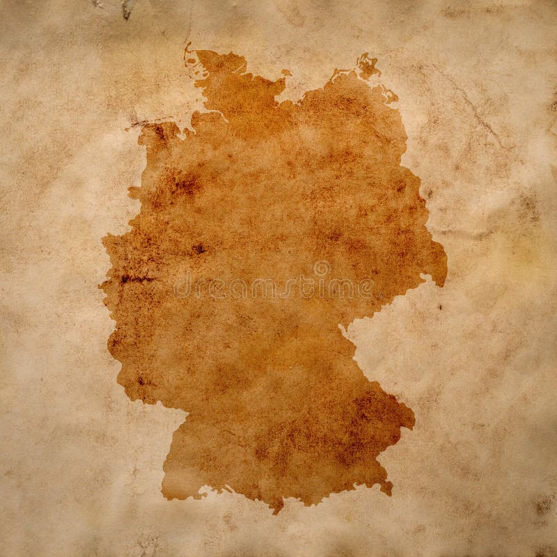 Map of Germany on Old Grunge Brown Paper Stock Image - Image of brown ...
