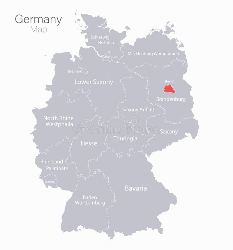 Germany Regions Map stock vector. Illustration of states - 197203638