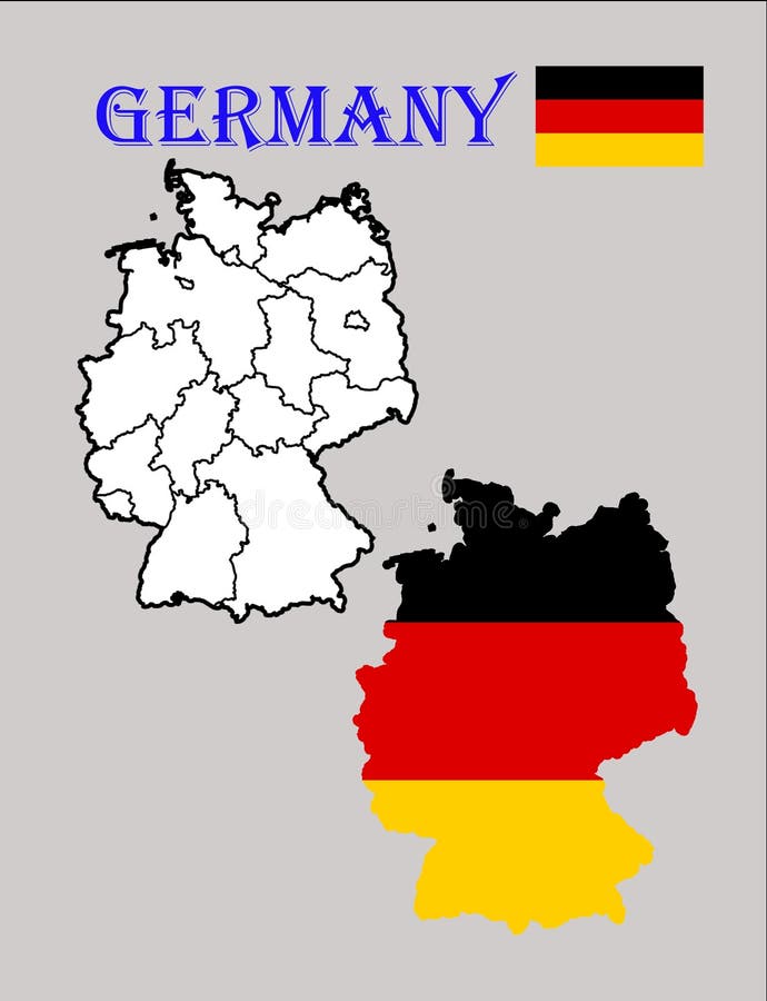 Map of Germany with Regions and Flag Draw and Cut Ou Stock Illustration ...