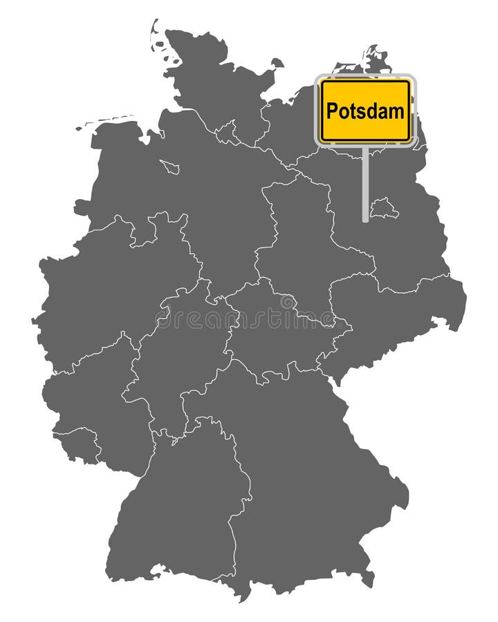Map of Germany with Road Sign of Potsdam Stock Vector - Illustration of ...