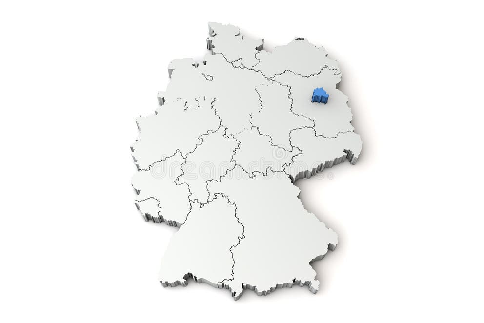 Map of Germany Showing Berlin Region. 3D Rendering Stock Illustration ...