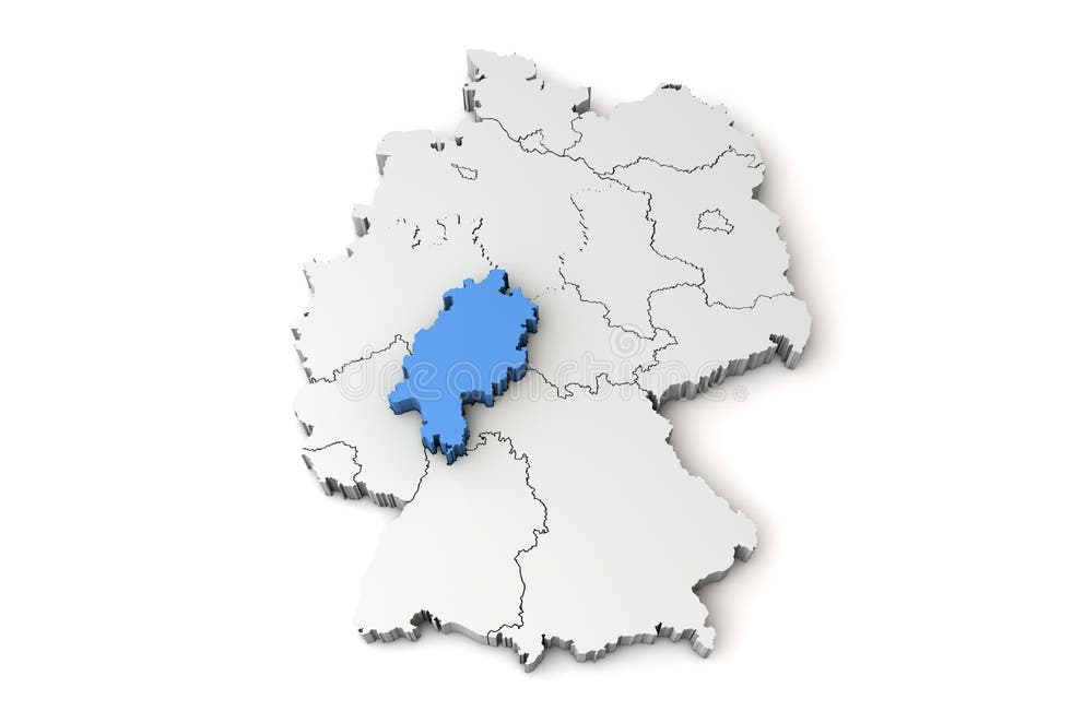 Map of Germany Showing Hessen Region. 3D Rendering Stock Illustration ...