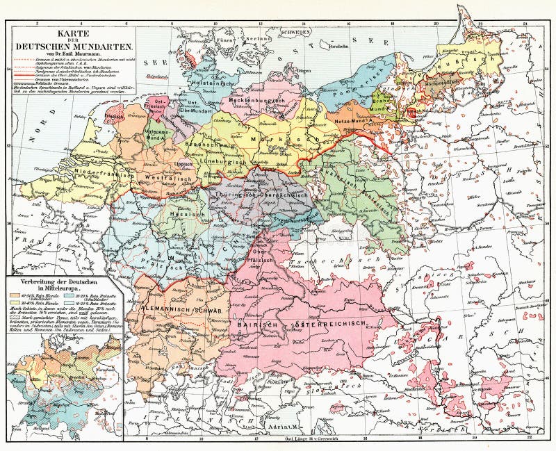 Map of Germany Showing Regions with Different Dialects of the German ...