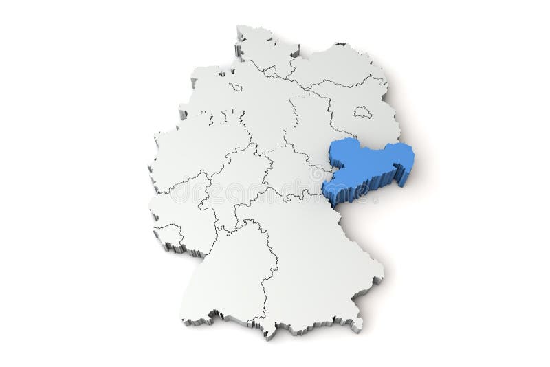 Map of Germany Showing Saxony Region. 3D Rendering Stock Illustration ...