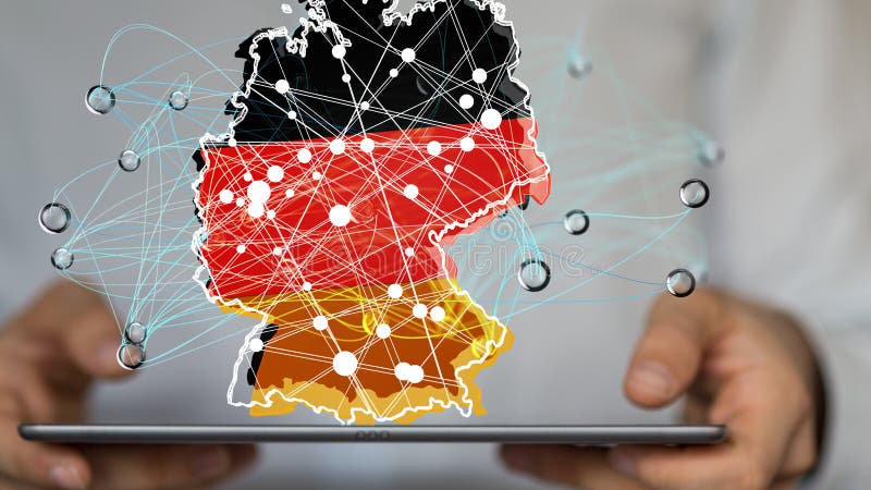 Map of Germany. Wire Frame 3D Mesh Stock Image - Image of white ...