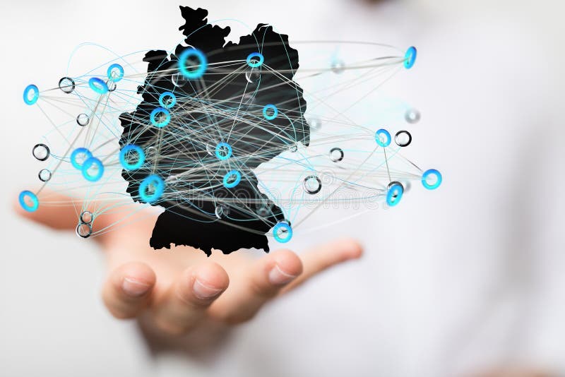 Map of Germany. Wire Frame 3D Mesh Stock Photo - Image of connection ...