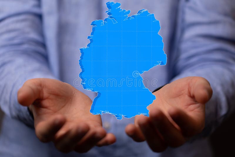 A Map of Germany. Wire Frame 3D Mesh Polygonal Network Line, Design ...