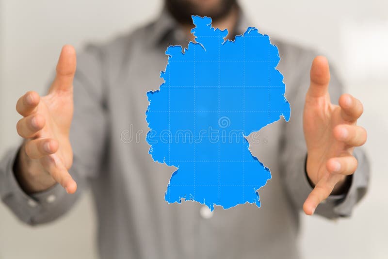 A Map of Germany. Wire Frame 3D Mesh Polygonal Network Line, Design ...