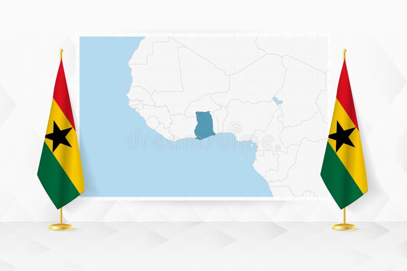 Map of Ghana and Flags of Ghana on Flag Stand Stock Vector ...