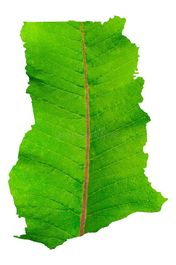 Map of Ghana in Green Leaf Texture on a White Isolated Background ...
