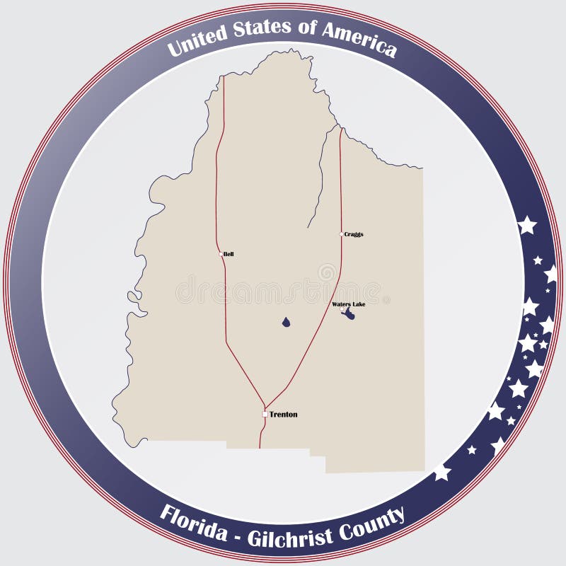 Map of Gilchrist County in Florida Stock Vector - Illustration of icon ...