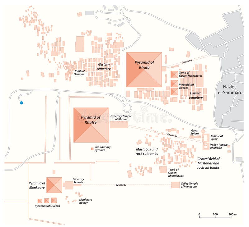 Map of the Giza Pyramid Complex Egypt Stock Vector - Illustration of ...