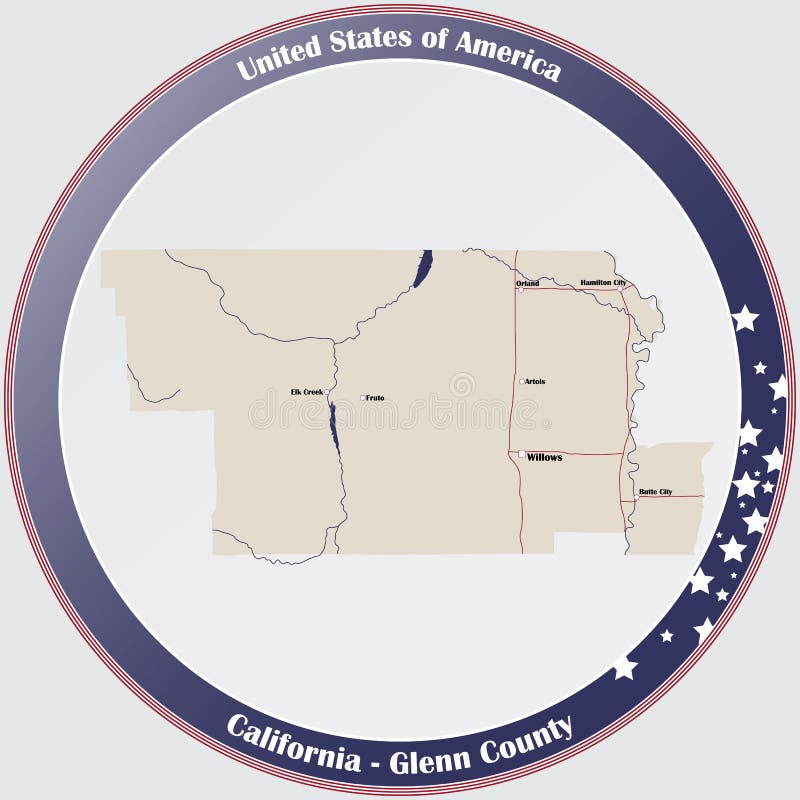 California - Glenn County Map Stock Vector - Illustration of county ...