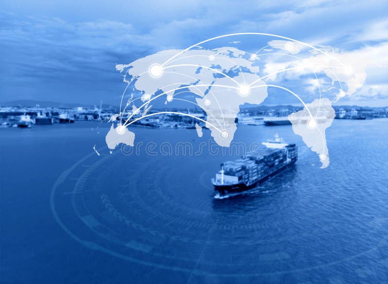 Map Global Connection Concept,Industrial Container Cargo Freight Stock ...