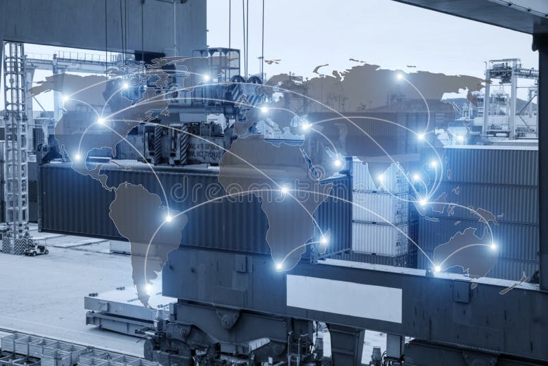 Map Global Logistics Partnership Connection of Container Cargo F Stock ...