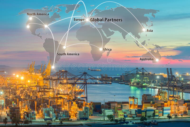 Map Global Logistics Partnership Connection of Container Cargo Stock ...