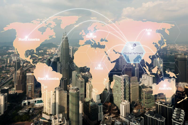 Global Logistics Network Concept with Airplane, Cargo Ship, and Trucks ...