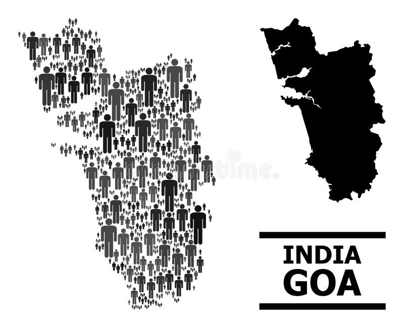 Vector Humans Mosaic Map of Goa State and Solid Map Stock Vector ...