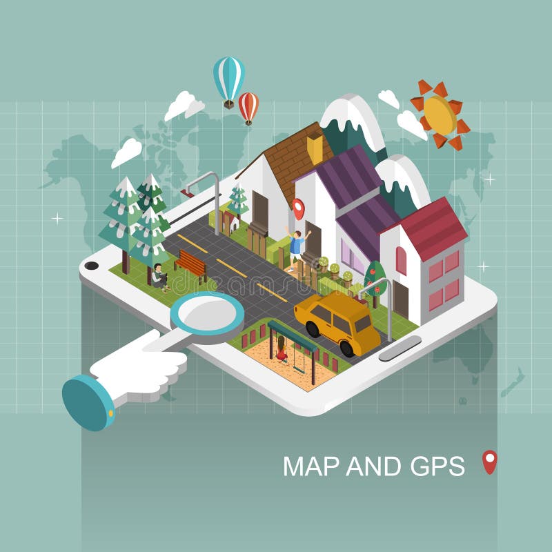 Map and GPS concept stock vector. Illustration of search - 66986741