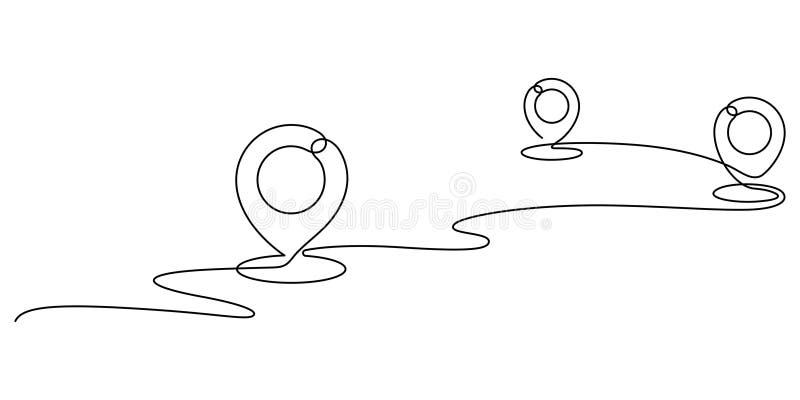 Map Gps Location Continuous Line Drawing Minimalism Stock Vector ...
