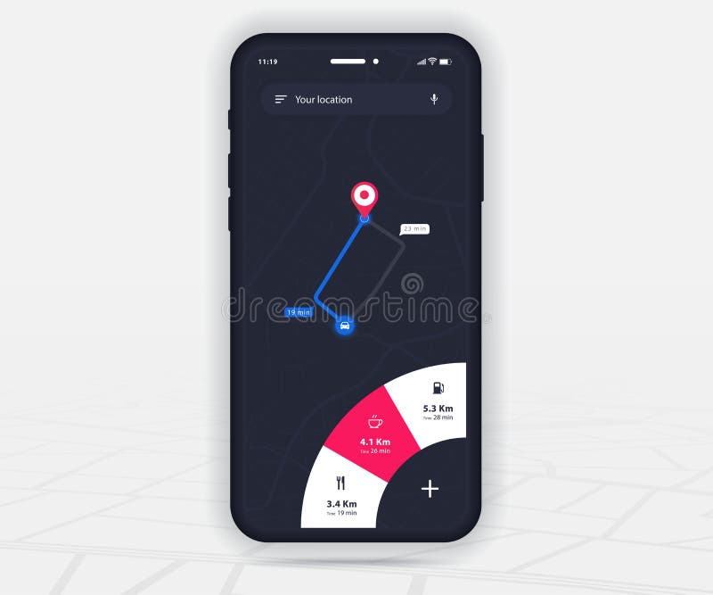 Map GPS Navigation App Ux Ui Concept, Mobile Map Application ...