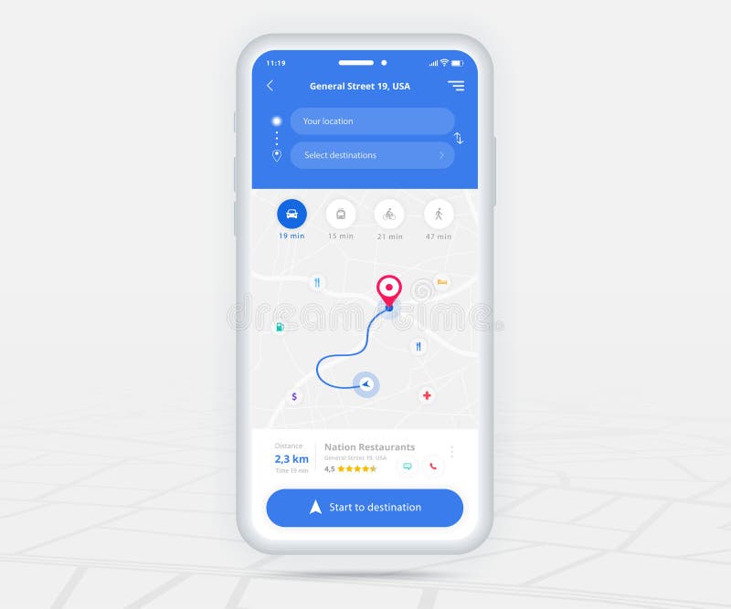 Map GPS Navigation App Ux Ui Concept, Mobile Map Application ...